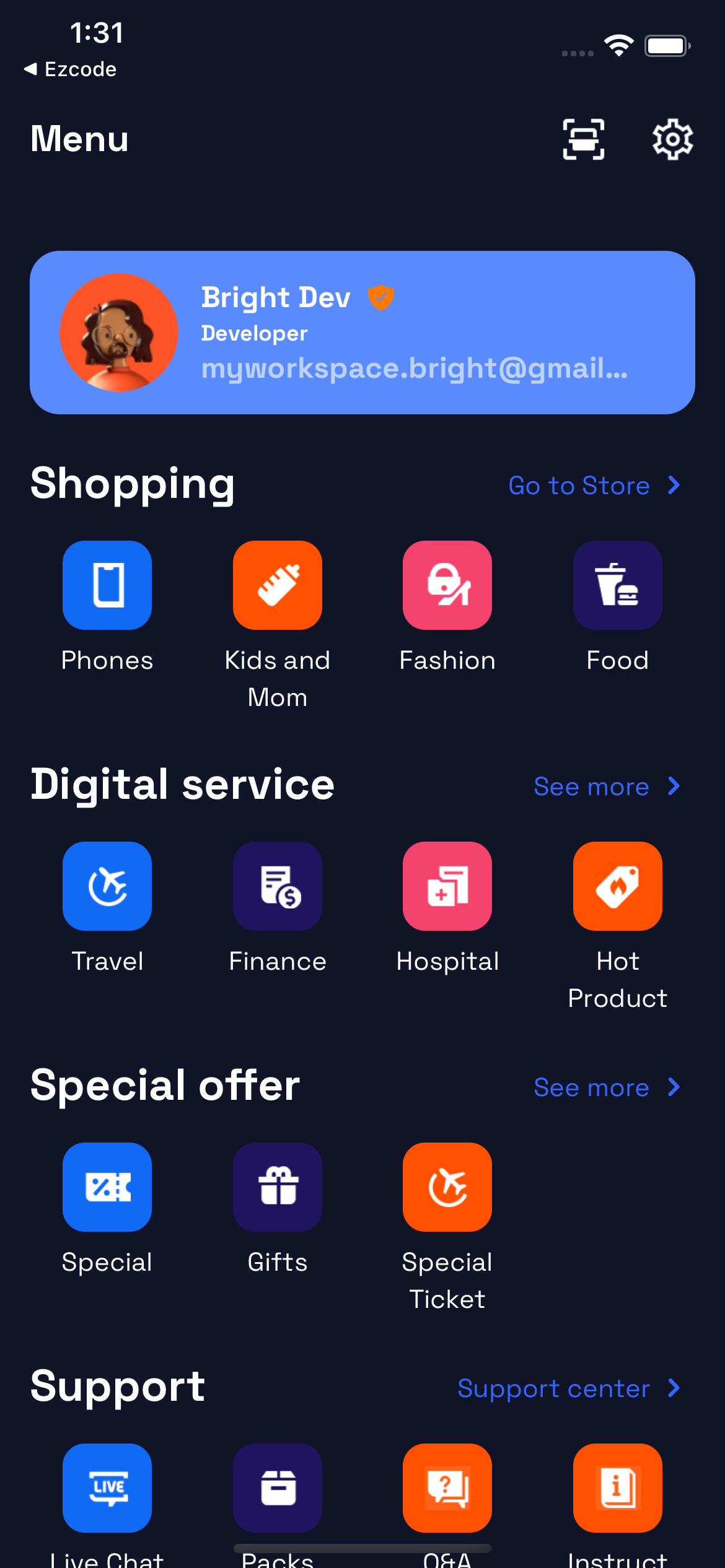 Ezcode-Menu-Slide Bar React Native Template by BrightTeam | CodeCanyon